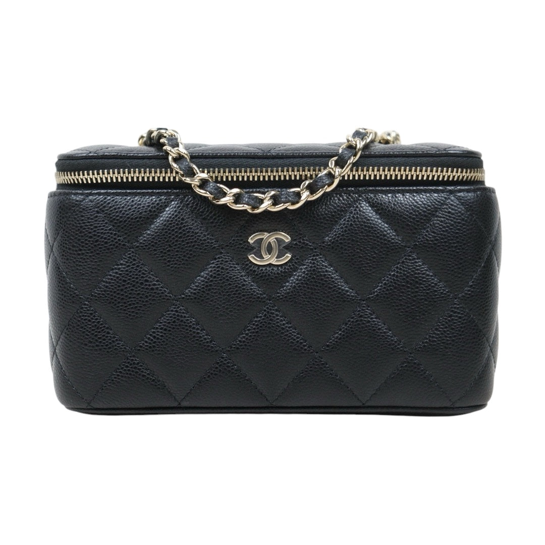 Excellent（Rank SA）｜ CHANEL Caviar Skin Leather Calf Leather Vanity Sho ...