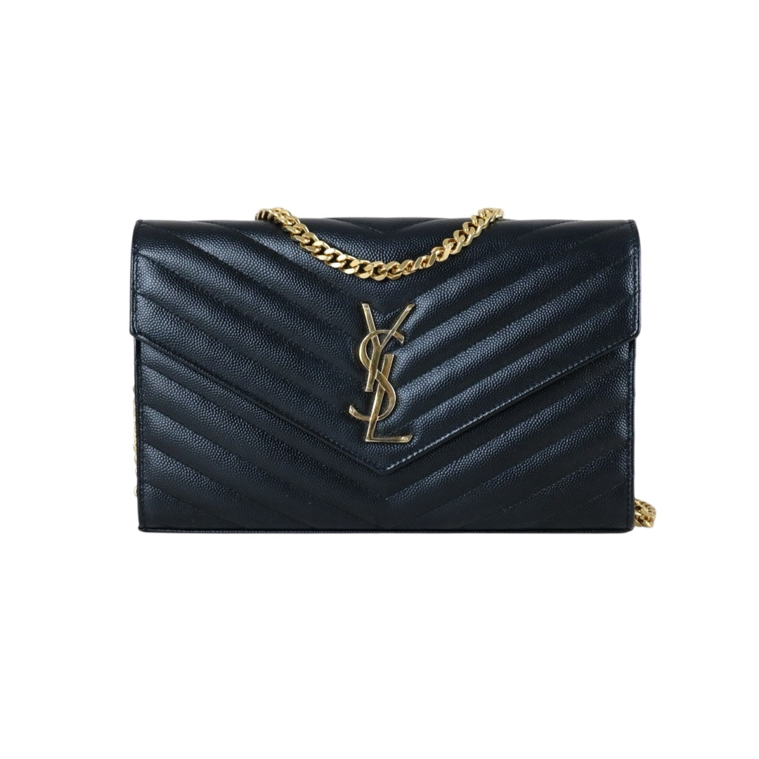 Good ( Rank AB)｜Saint Laurent YSL Caviar Skin Shoulder Bag Black｜X2506 ...
