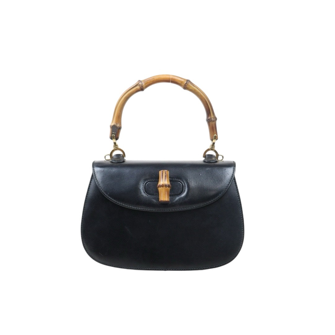 Good ( Rank AB)｜ GUCCI Bamboo Box Leather PM Black Hand Bag ｜P24110114 ...