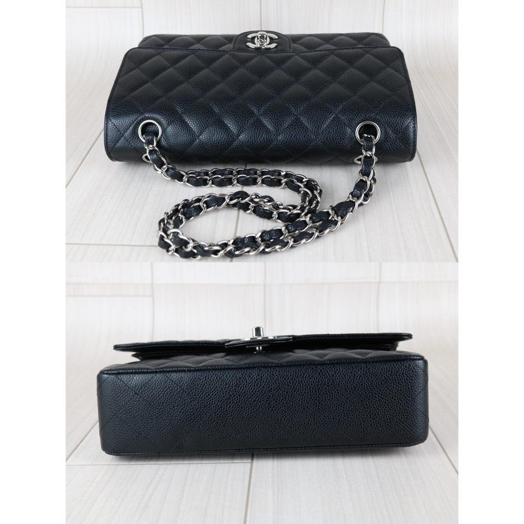 Very Good ( Rank A)｜ CHANEL Caviar Skin Matrasse Chain Double Flap 25 ...