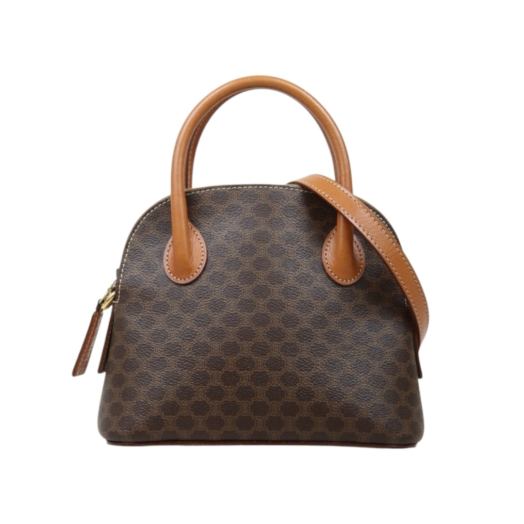 Good ( Rank AB) ｜ CELINE Macadam Bowling Bag Handbag With Shoulder Str ...